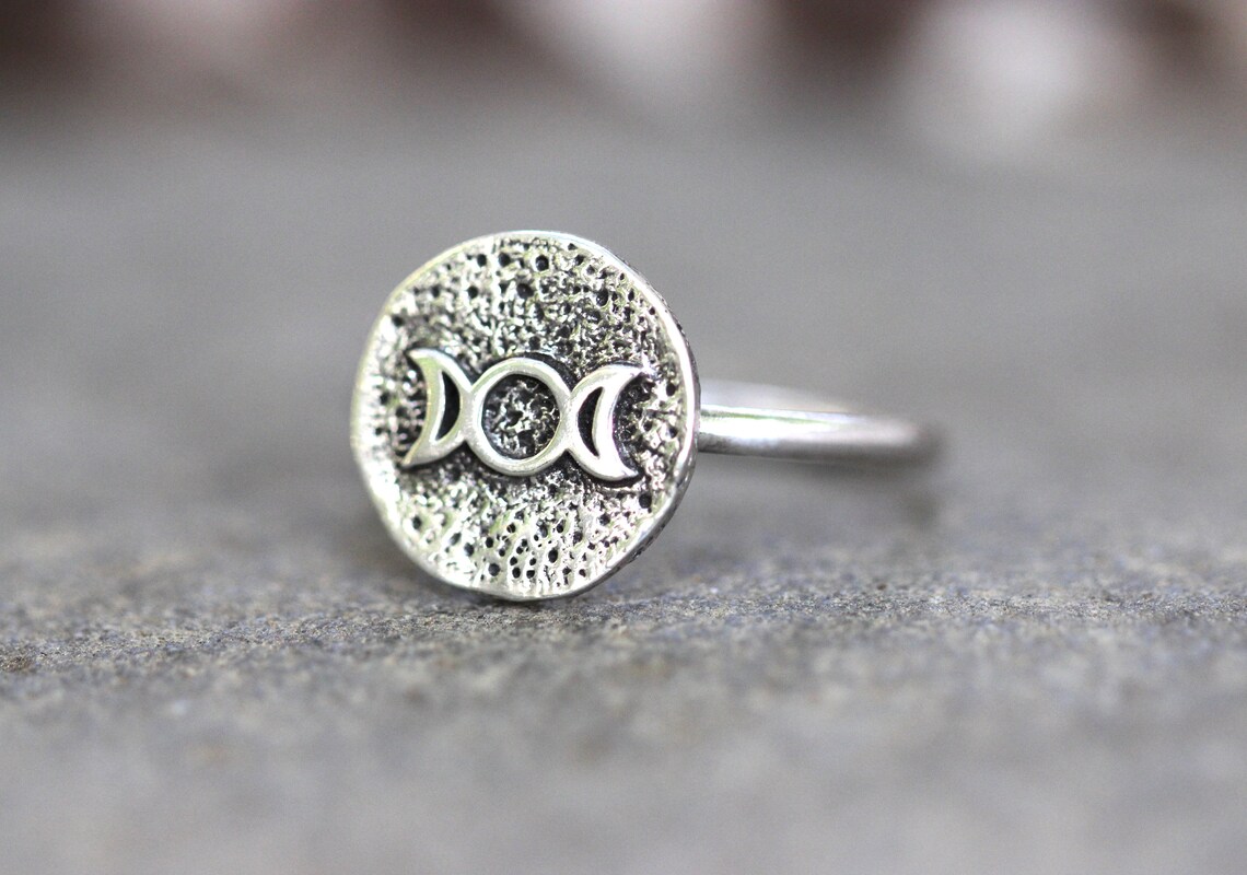 Moon Phase Ring Triple Moon Goddess Ring Witch Ring Crescent | Etsy