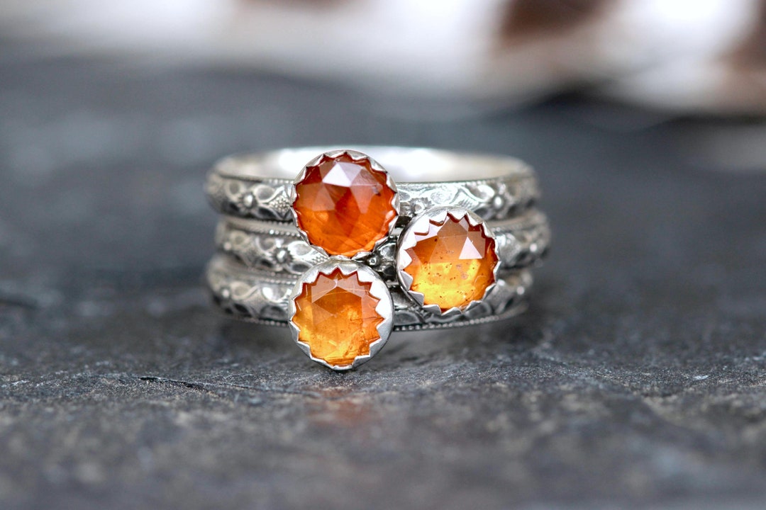 Orange Kyanite Ring Sterling Silver One Ring Kyanite Stacking Ring ...