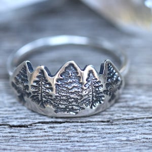 Sterling Silver Tree Ring Mountain Ring Forest Ring Nature Lover ...
