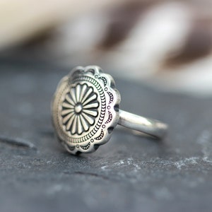 Silver Concho Ring Sterling Silver Southwest Ring Western Ring Concho ...