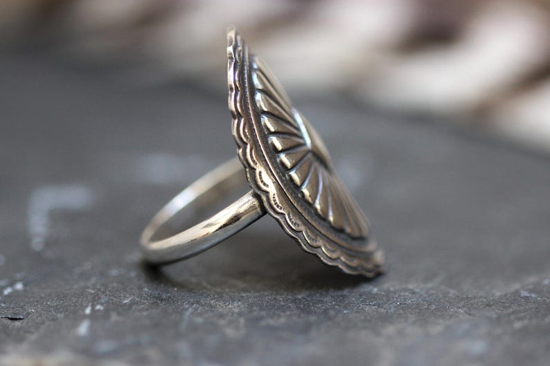 Sterling Silver Concho Ring Shield Ring Southwest Ring Western Ring ...