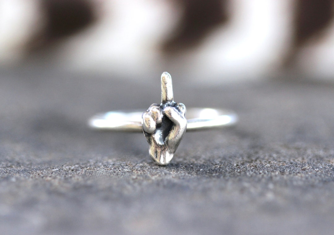 Sterling Silver Middle Finger Ring Silver Stacking Ring Funny Ring ...