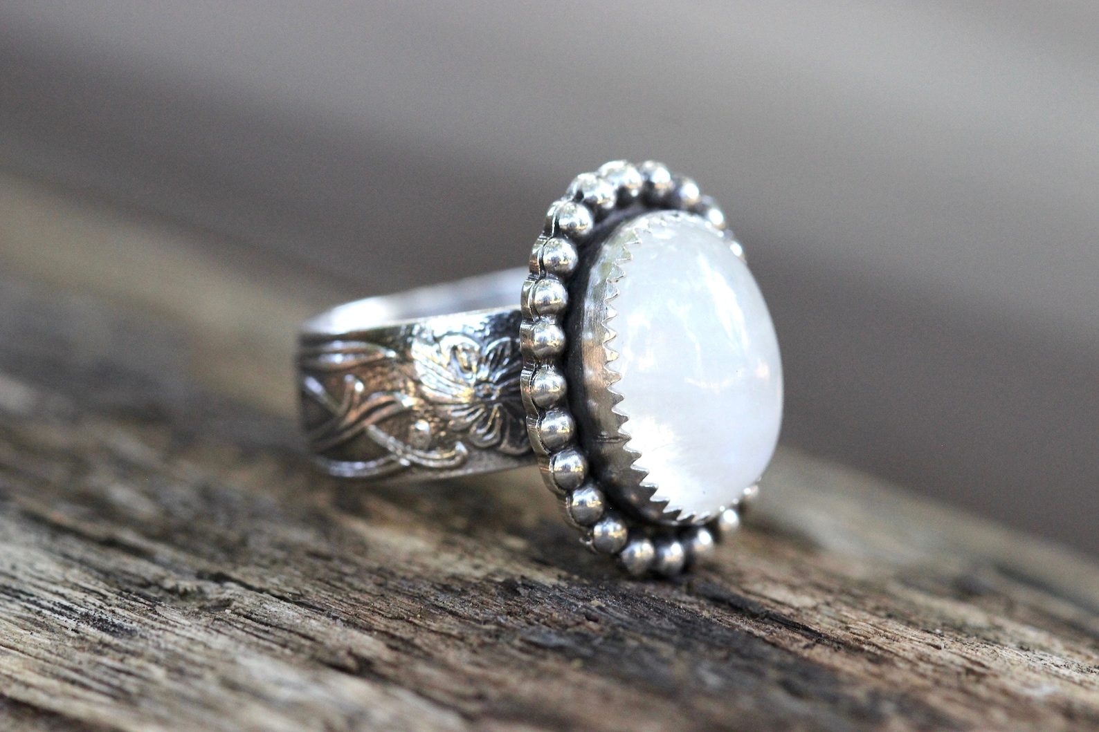 Sterling Silver Moonstone Ring Rainbow Moonstone Ring Art | Etsy