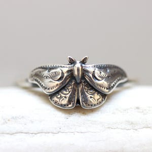 Sterling Silver Moth Ring Celestial Moth Ring Celestial Jewelry Moon Moth Ring Witch Ring Witch ...