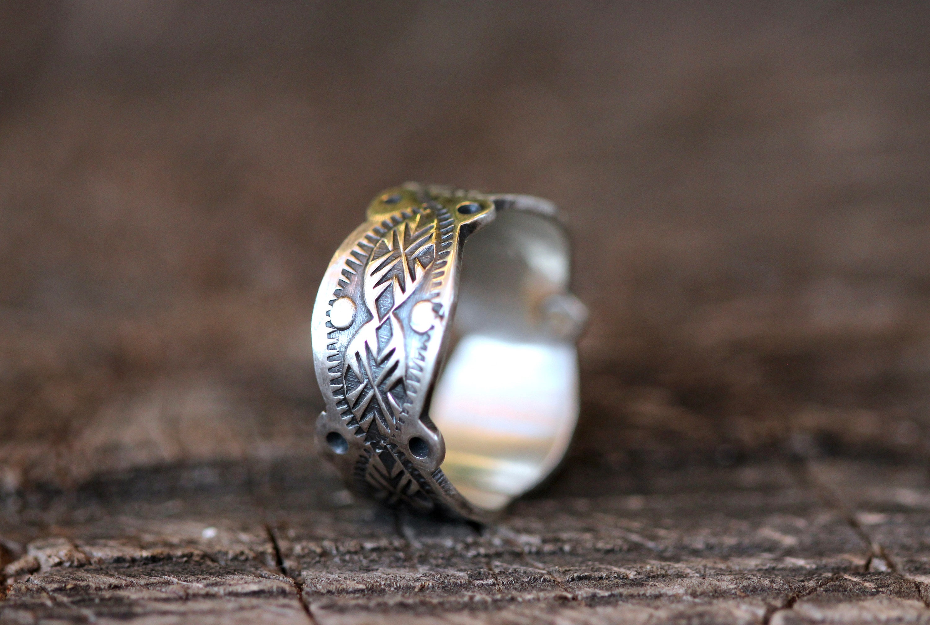 Sterling Silver Thumb Ring Stamped Silver Ring Silver Pattern | Etsy