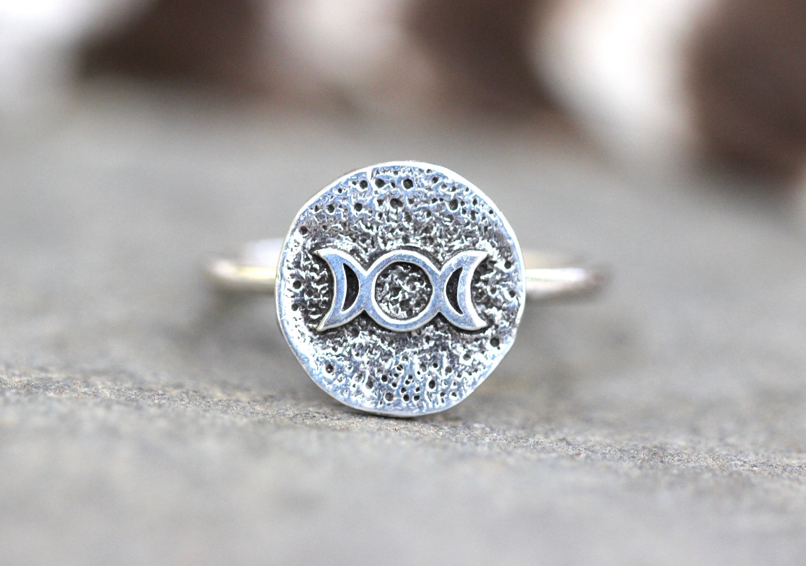 Moon Phase Ring Triple Moon Goddess Ring Witch Ring Crescent | Etsy