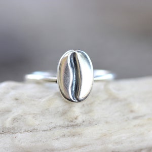 Sterling Silver Coffee Bean Ring Coffee Lover Gift Barista Gift Coffee Jewelry Cute Ring Kawaii ...