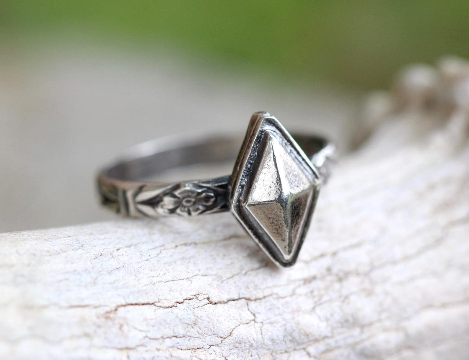 Sterling Silver Stacking Ring Geometric Ring Silver Stackable - Etsy