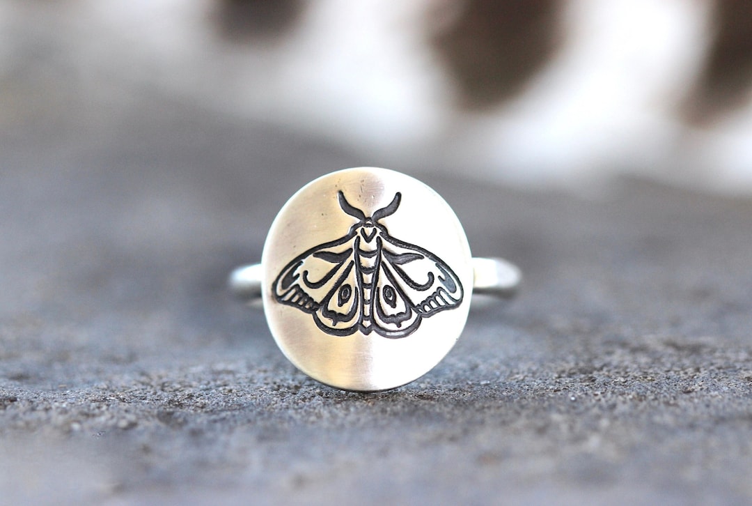 Moth Ring Silver Butterfly Ring Sterling Silver Nature Ring Forest Ring ...