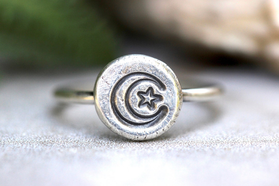 Silver Crescent Moon Ring, Witch Ring, Witchy Ring, Moon and Star Ring ...