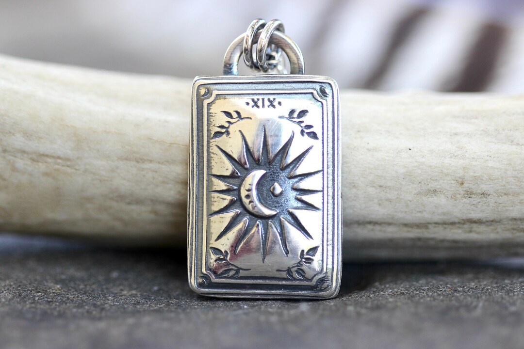 Tarot Card Necklace Sterling Silver Tarot Jewelry Celestial Pendant ...