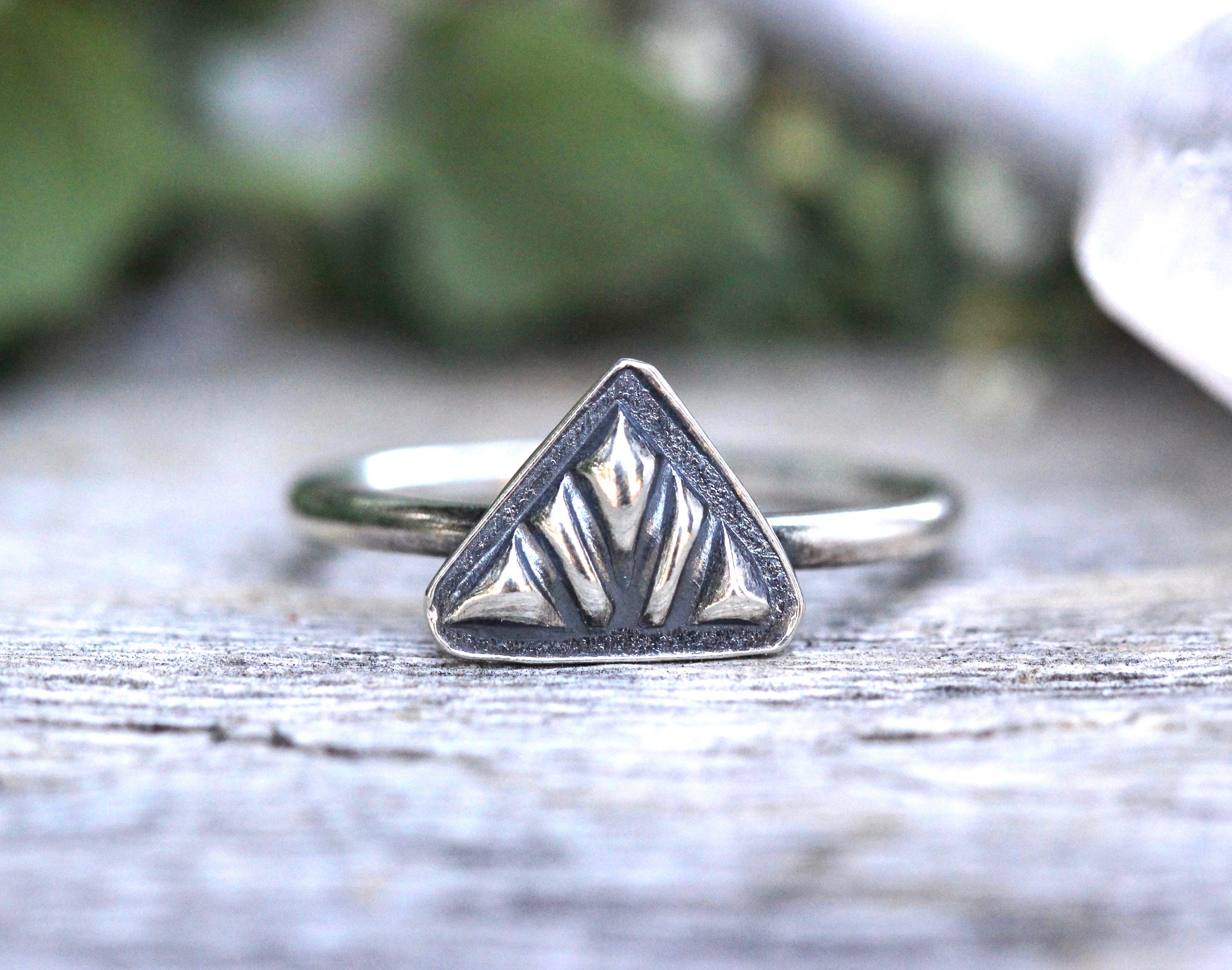 Triangle Ring Silver Stacking Ring Silver Ring Silver Bohemian Ring ...