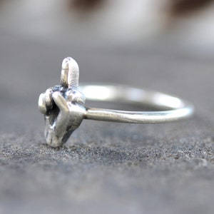 Sterling Silver Middle Finger Ring Silver Stacking Ring Funny Ring ...