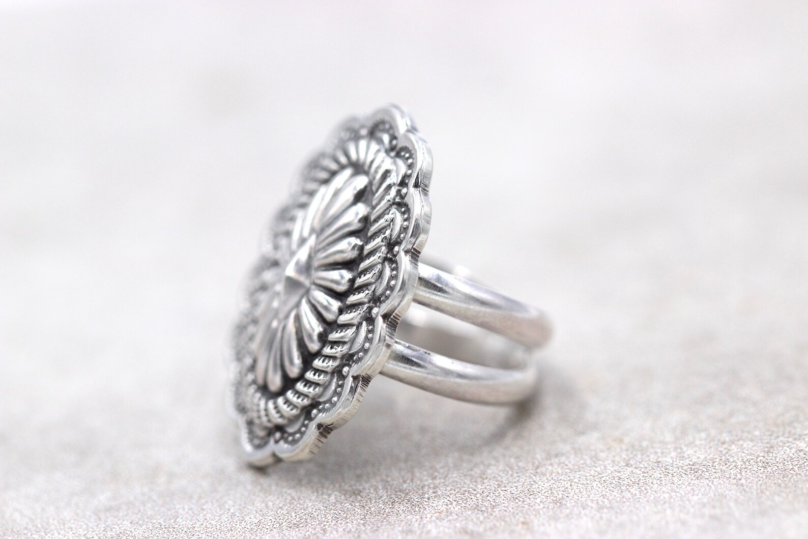 Sterling Silver Concho Ring Sterling Silver Statement Ring Southwestern ...