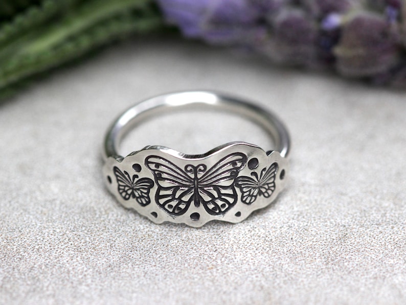 Sterling Silver Butterfly Ring Nature Ring Silver Stacking - Etsy