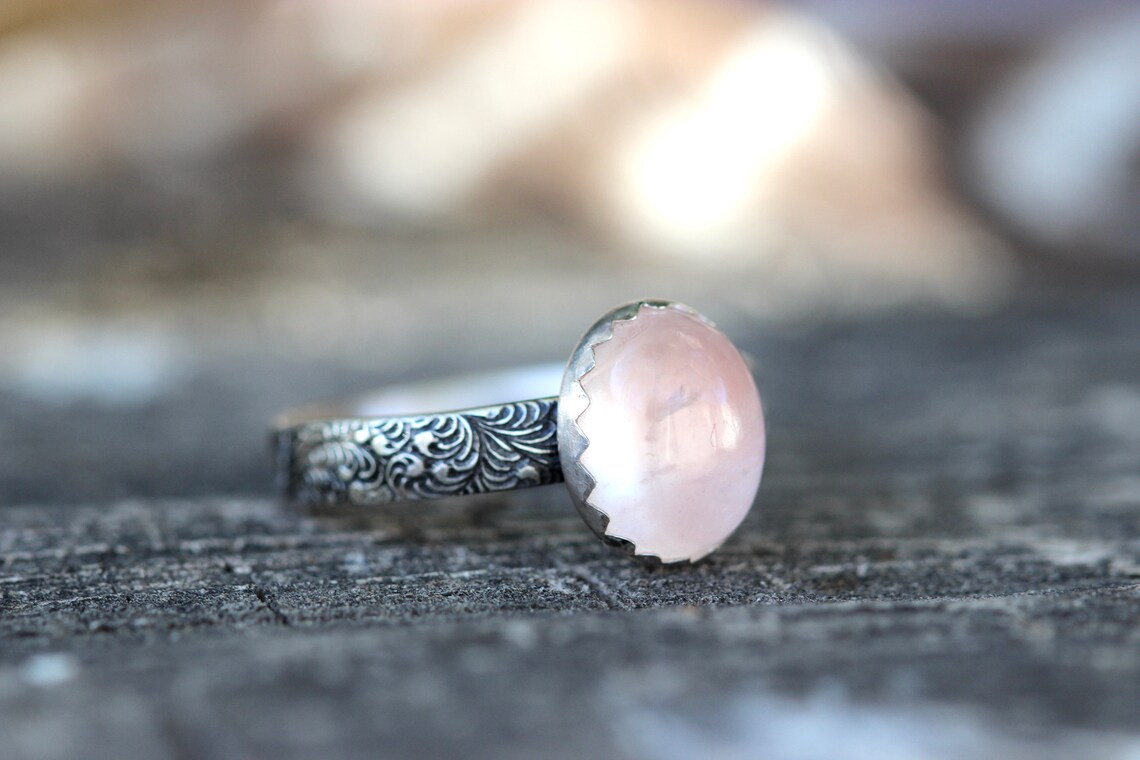 Silver Rose Quartz Ring Sterling Silver Rose Quartz Ring Rose - Etsy