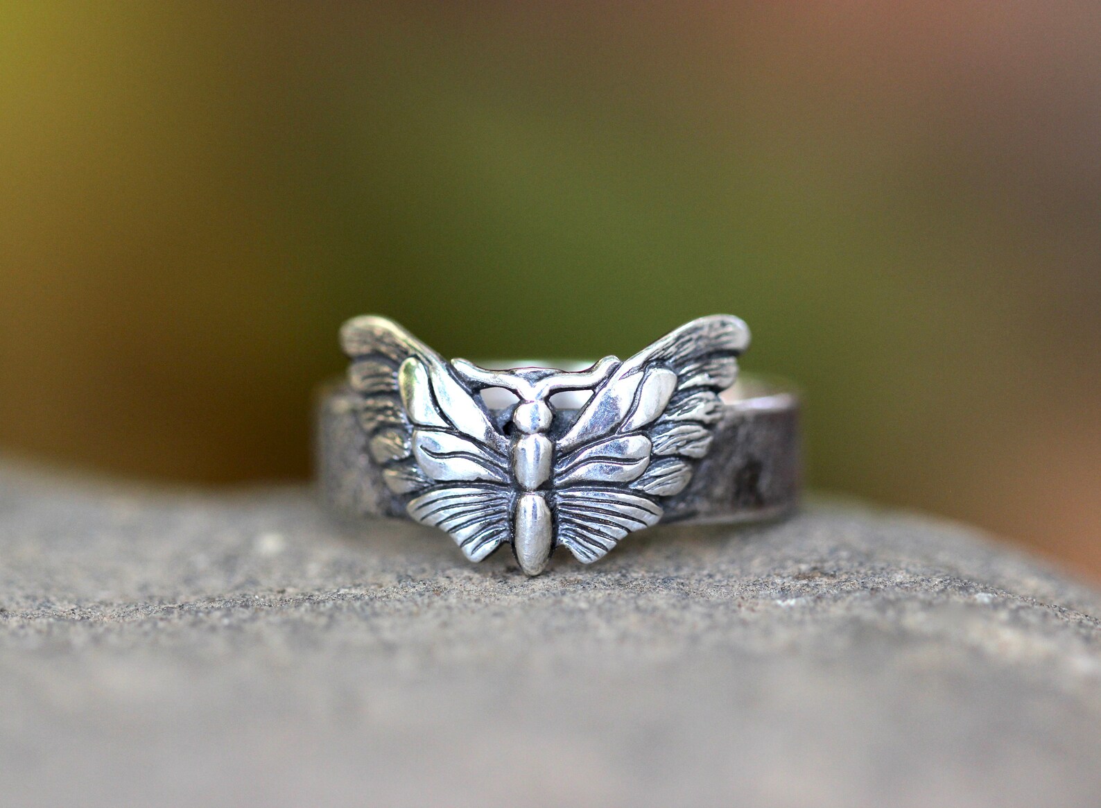 Moth Ring Silver Butterfly Ring Sterling Silver Nature Ring | Etsy
