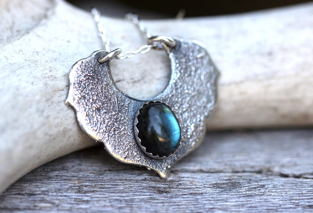 Silver Labradorite Necklace Sterling Silver Labradorite Pendant ...