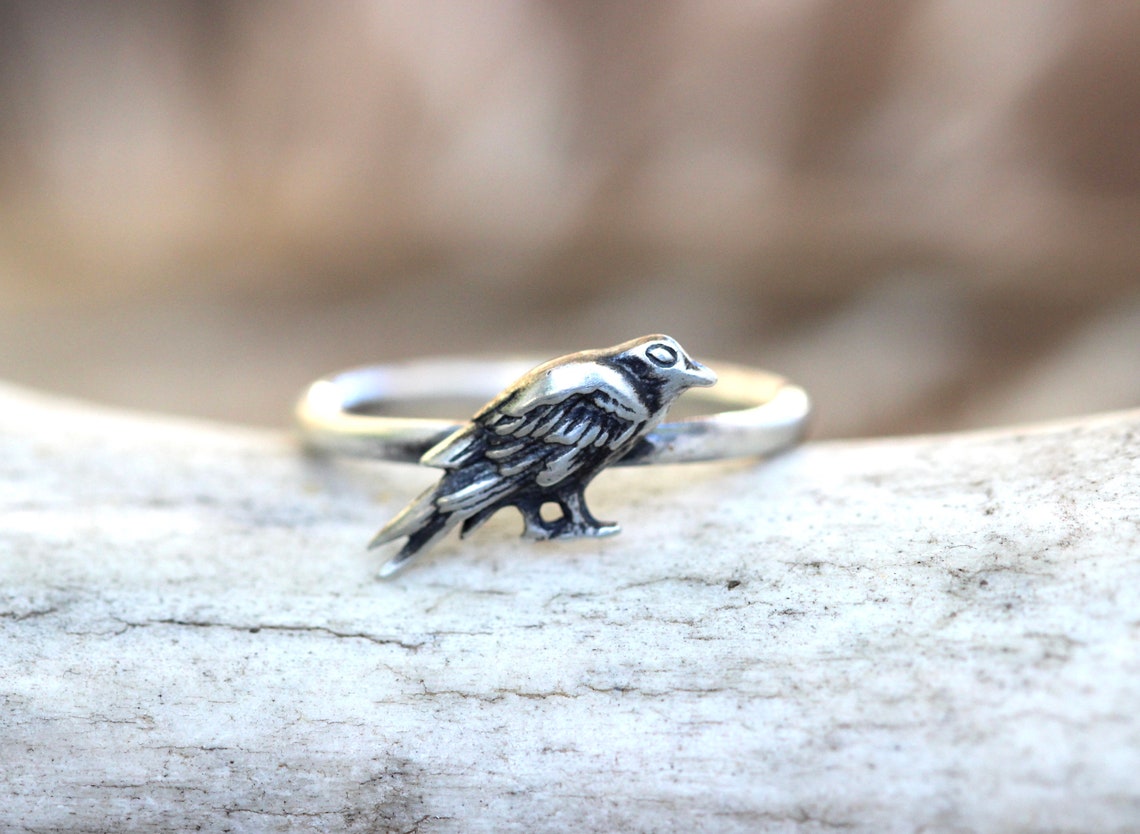 Raven Ring Sterling Silver Crow Ring Silver Raven Ring Witch | Etsy