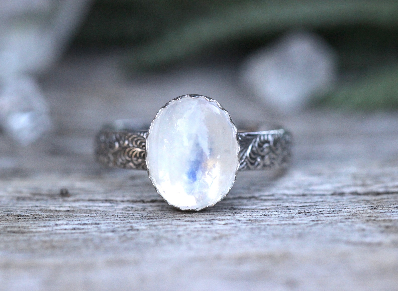 Rainbow Moonstone Ring Sterling Silver Moonstone Ring - Etsy