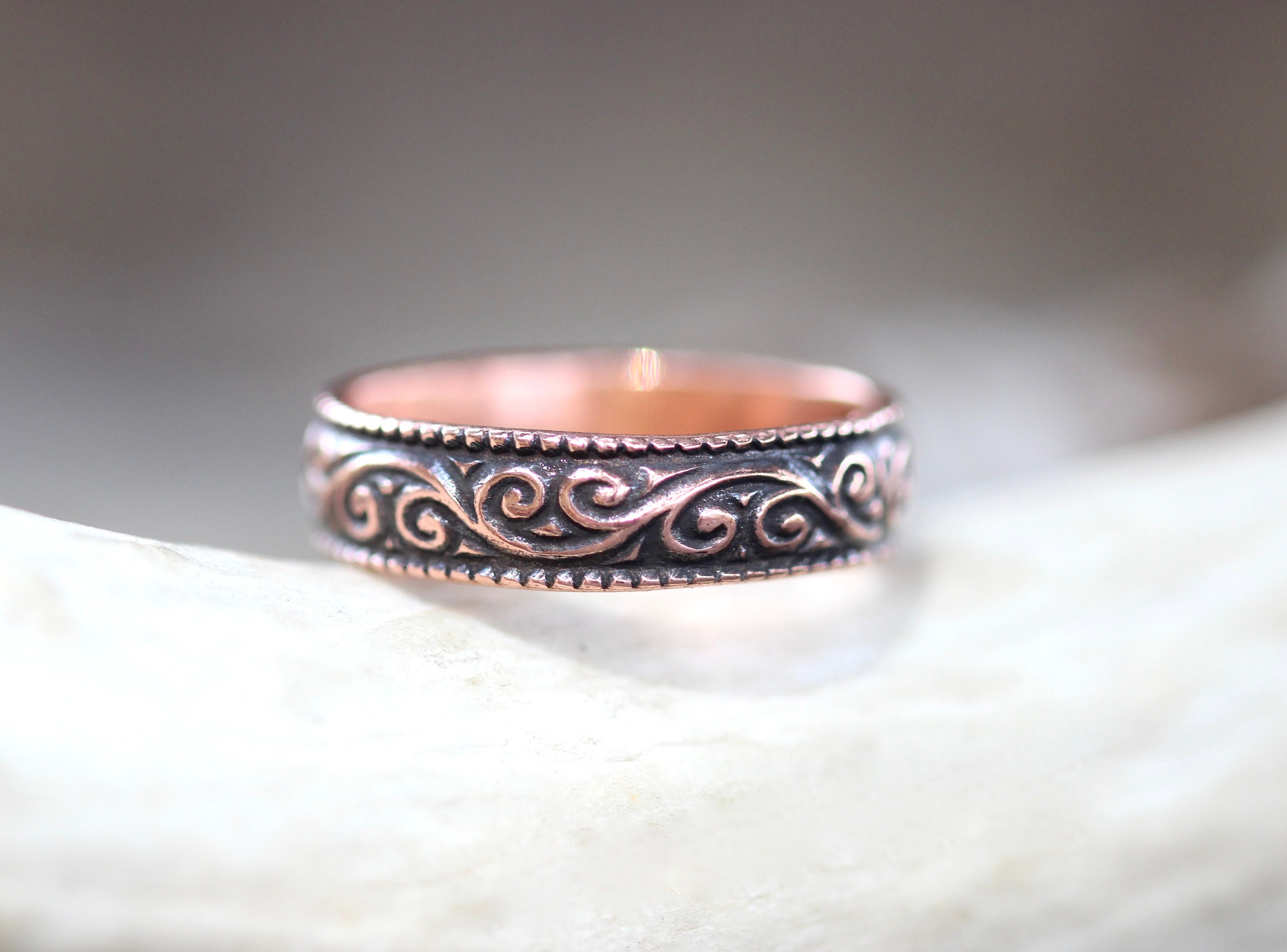 Copper Ring Copper Thumb Ring Swirl Pattern Ring Thick Ring Band Copper ...