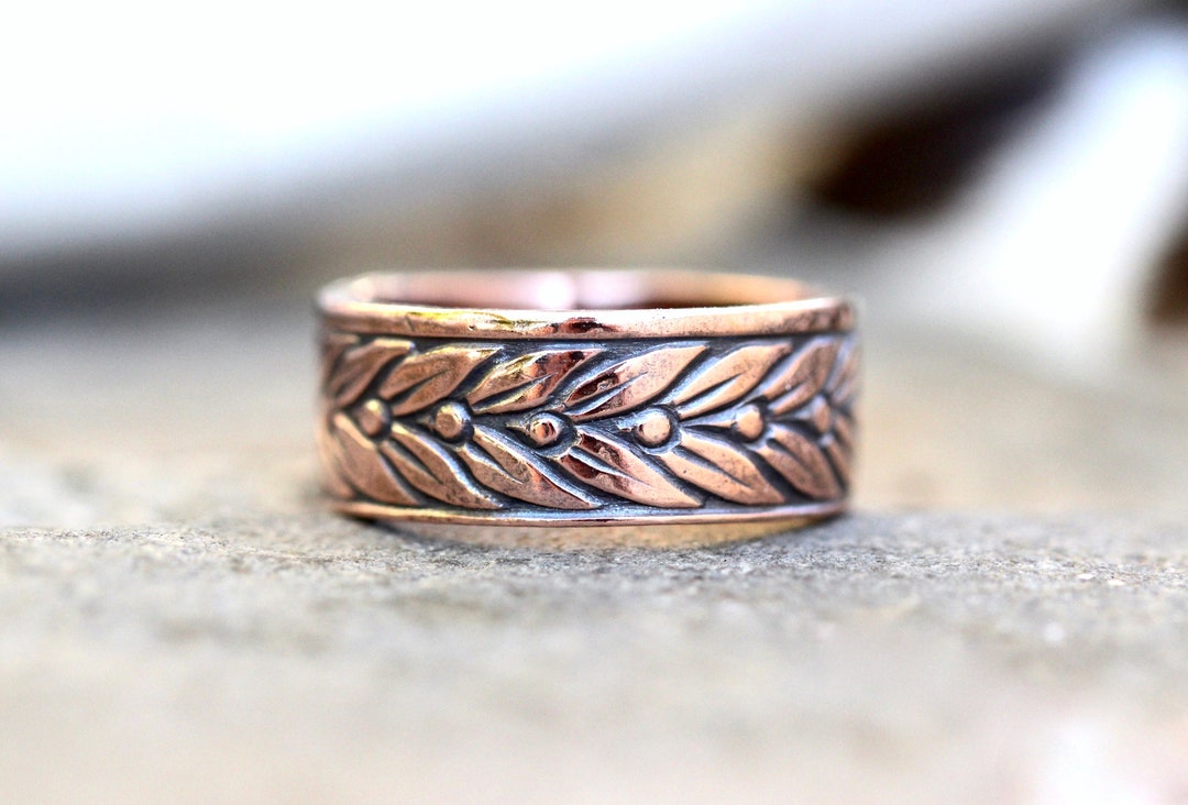 Copper Ring Thumb Ring Thick Ring Copper Wheat Pattern Ring Wheat Ring ...