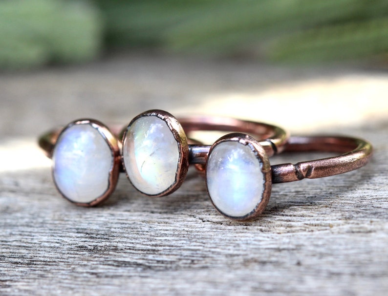 Rainbow Moonstone Ring Moonstone Stacking Ring Electroformed | Etsy