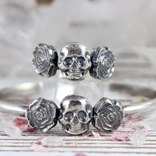 Skull and Roses Ring Sterling Silver Skull Jewelry for Women - Etsy