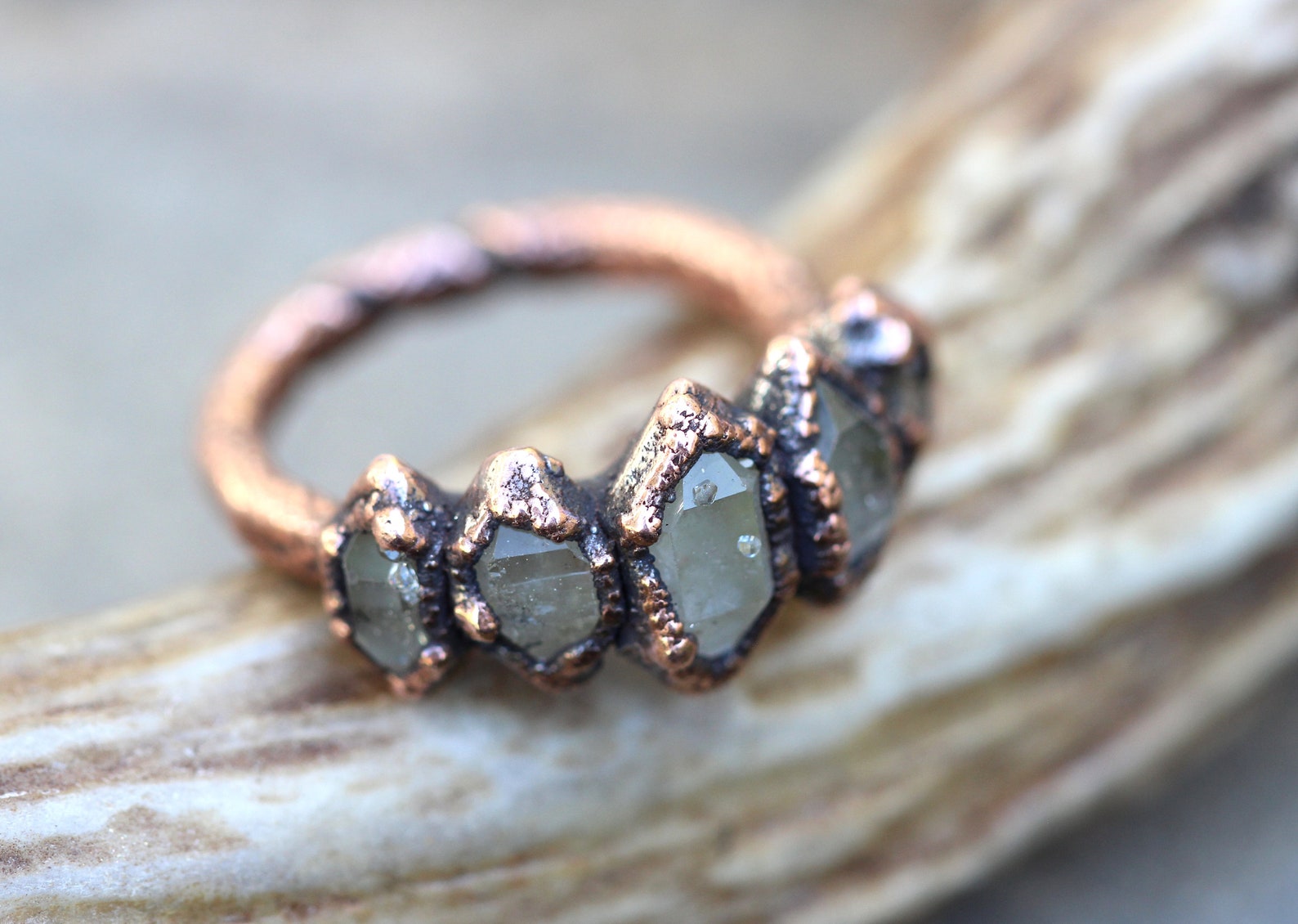 Raw Crystal Ring Herkimer Diamond Ring Raw Crystals and Stones - Etsy