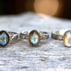 Labradorite Ring Stacking Ring Set Sterling Silver Labradorite Ring ...