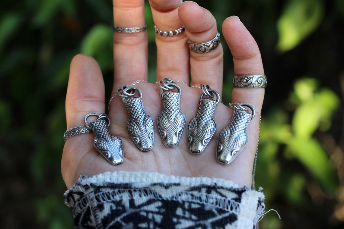 Silver Snake Necklace Serpent Jewelry Sterling Silver Snake | Etsy