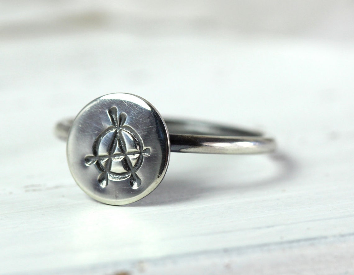 Handmade Sterling Silver Anarchy Symbol Stacking Ring - Etsy