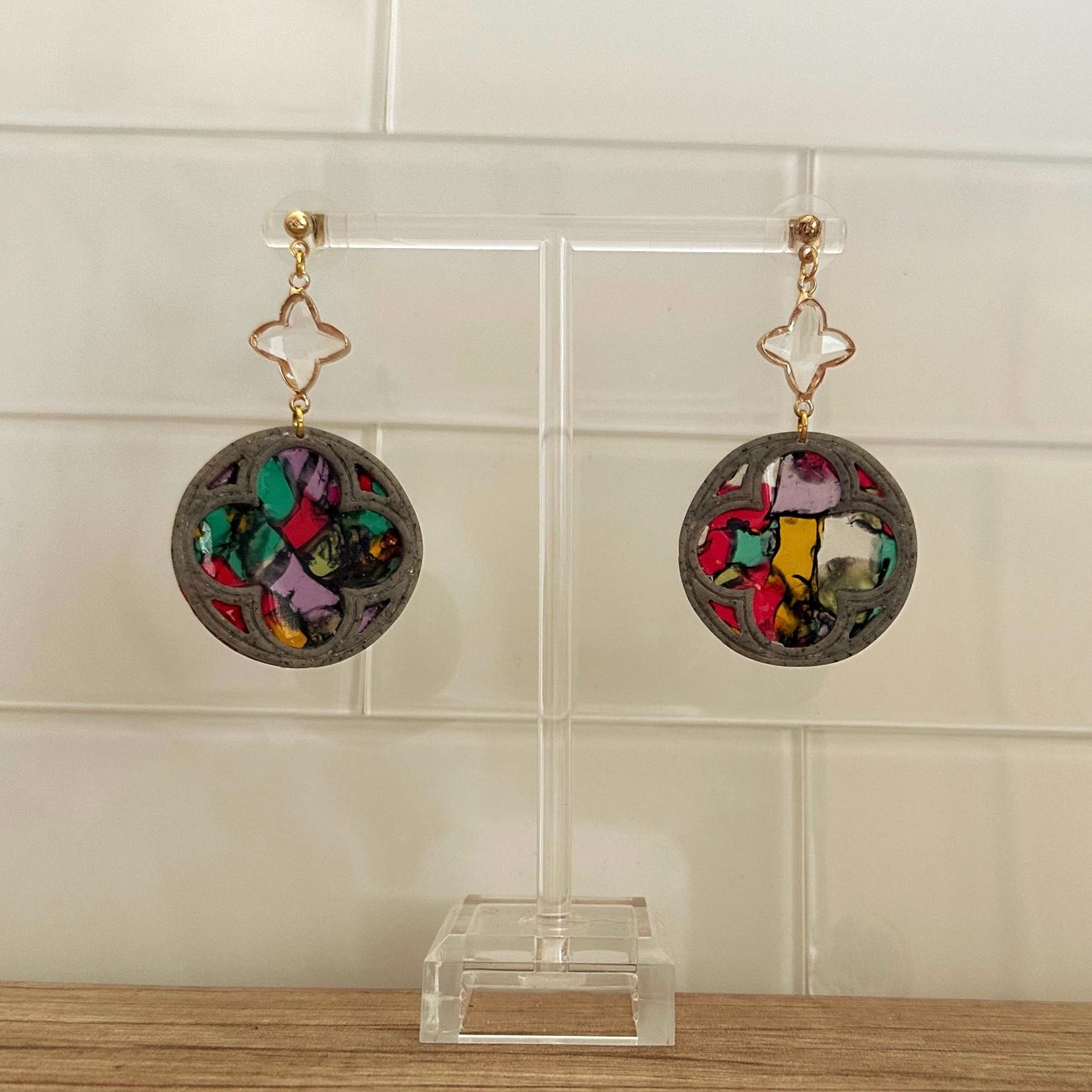 Round Stained Glass Window Earrings - Etsy