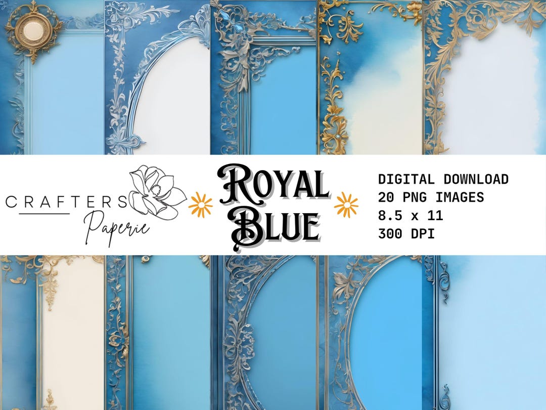 Royal Blue Image Set Digital Printable Paper Background Set Junk ...