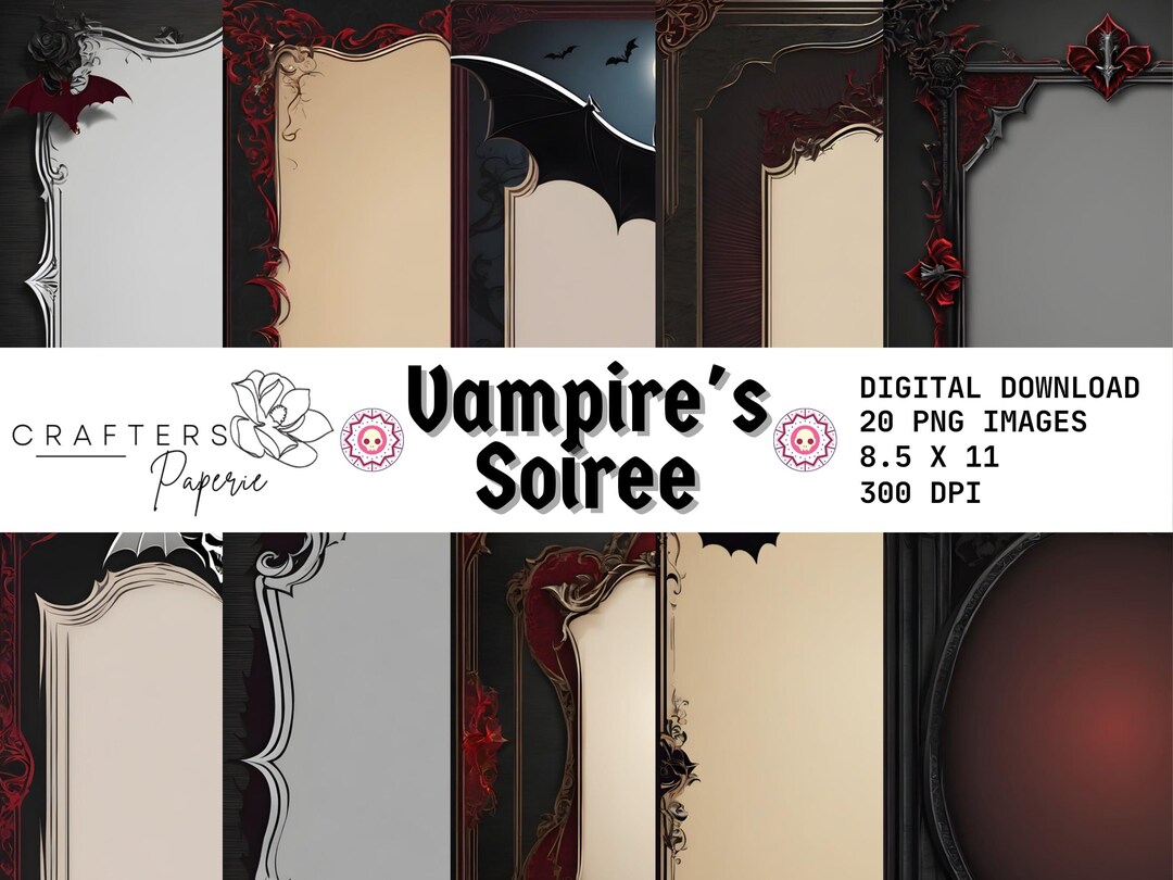 Vampire's Soiree Image Set Digital Printable Paper Background Set Junk ...