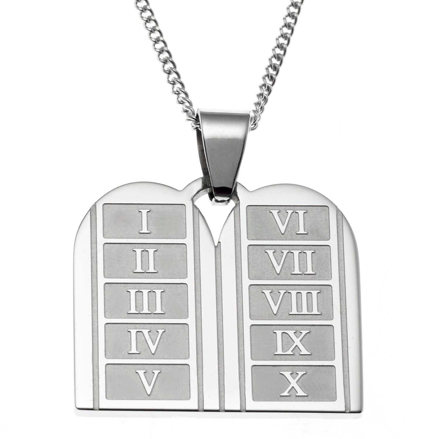 Ten Commandments Stainless Steel Necklace: Engravable Christian ...