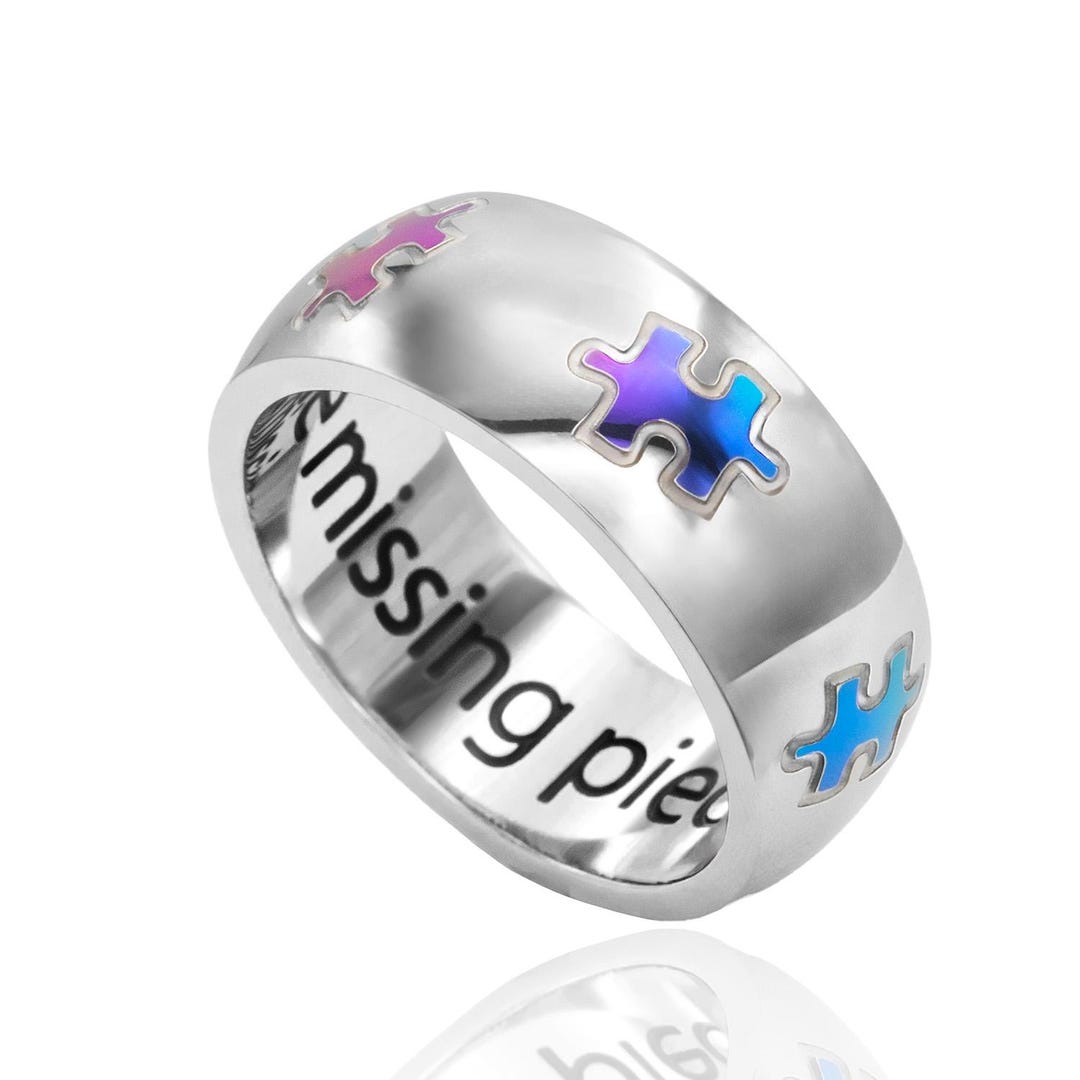 Women or Mens Autism Awareness Puzzle Ring Lets Find All the Missing ...
