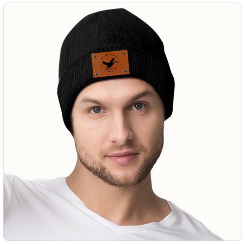 Canada Goose Beanie Toque / Laser Engraved / Riveted Leather Logo Patch ...