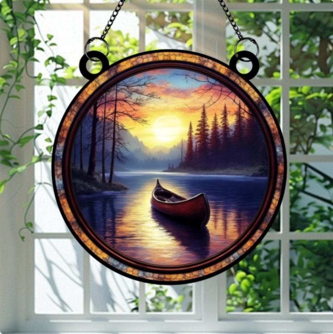 Canoe on the Water / Suncatcher / Window Hanging Suncatcher Ornament ...