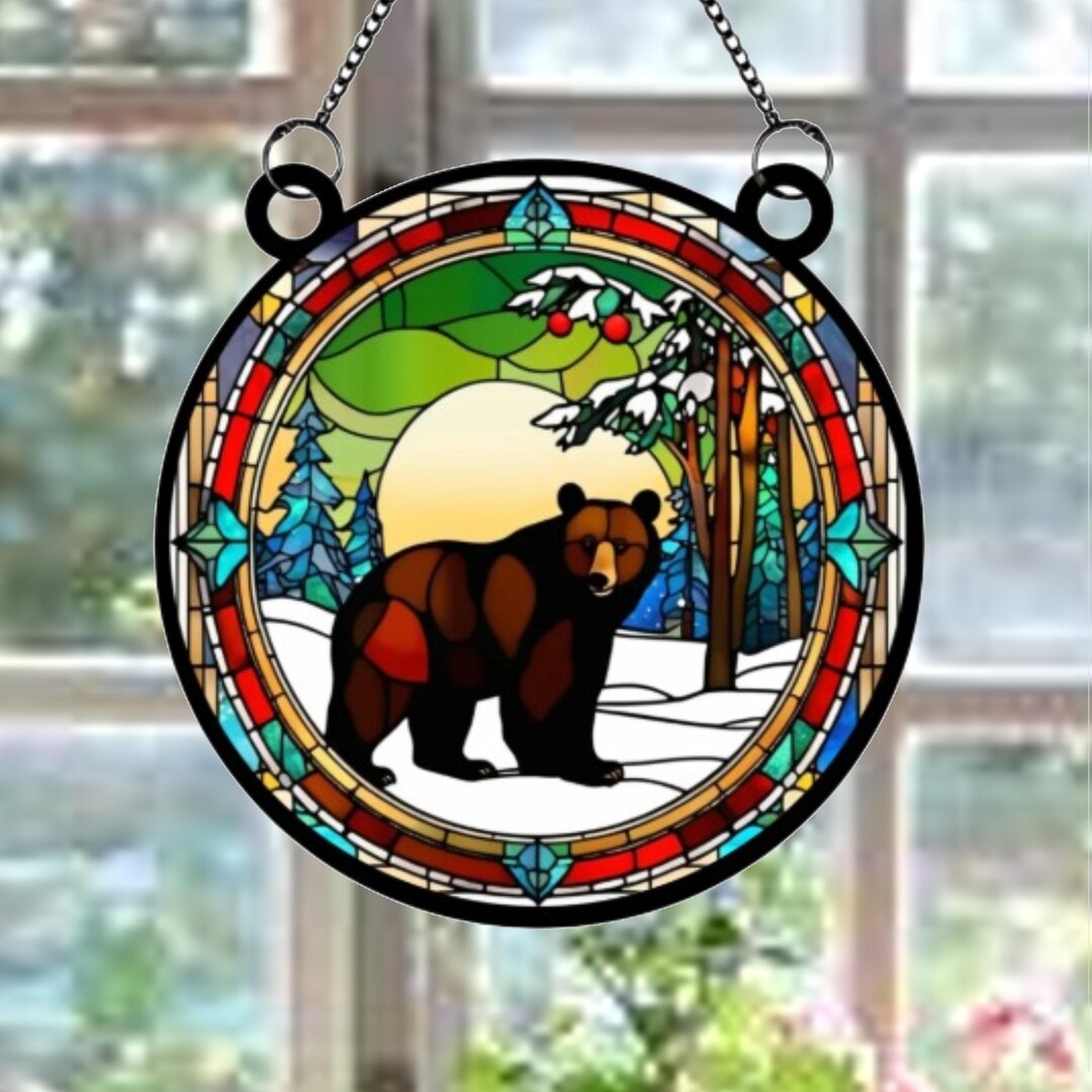 Black Bear Window Hanging / Rustic Black Bear Suncatcher / Christmas ...
