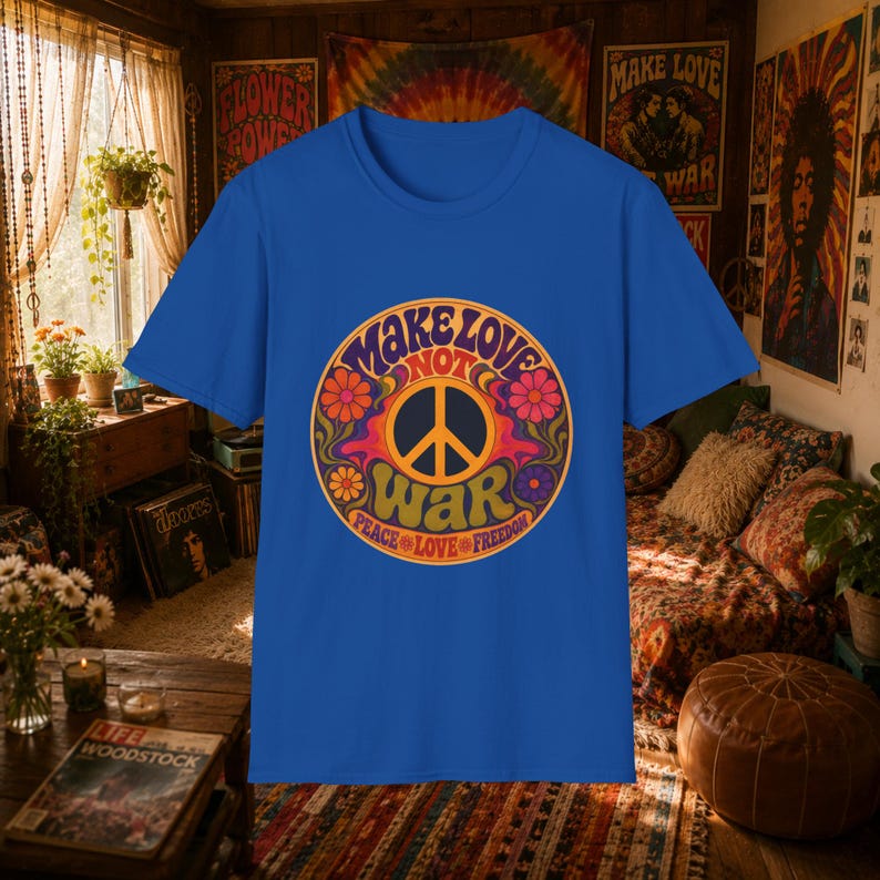 Make Love Not War / Peace Symbol / 60's / Gildan 64000 / Unisex ...