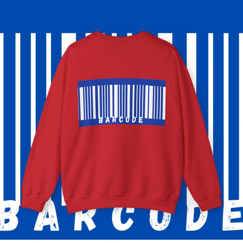 Barcode Blue Front and Back Print Crewneck Sweatshirt 4 Color - Etsy
