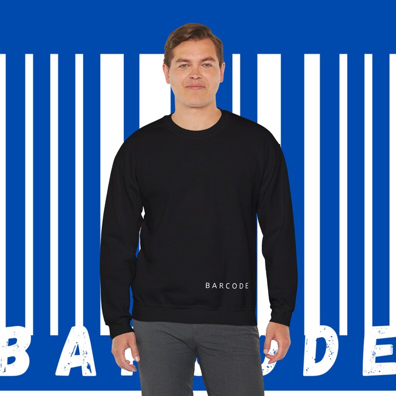 Barcode Blue Front and Back Print Crewneck Sweatshirt 4 Color - Etsy