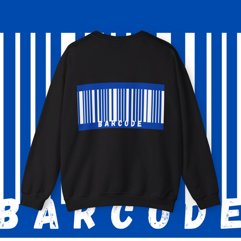 Barcode Blue Front and Back Print Crewneck Sweatshirt 4 Color - Etsy