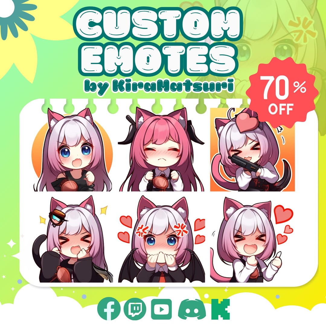 Custom Emotes for Streaming Cute Chibi Emotes Custom Emotes Twitch ...