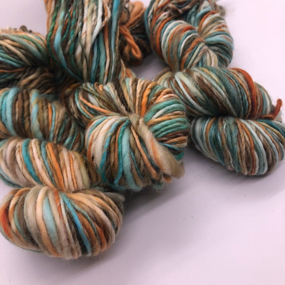 Handspun Yarn, Handpainted Thick and Thin Worsted Wool Yarn, Handmade ...