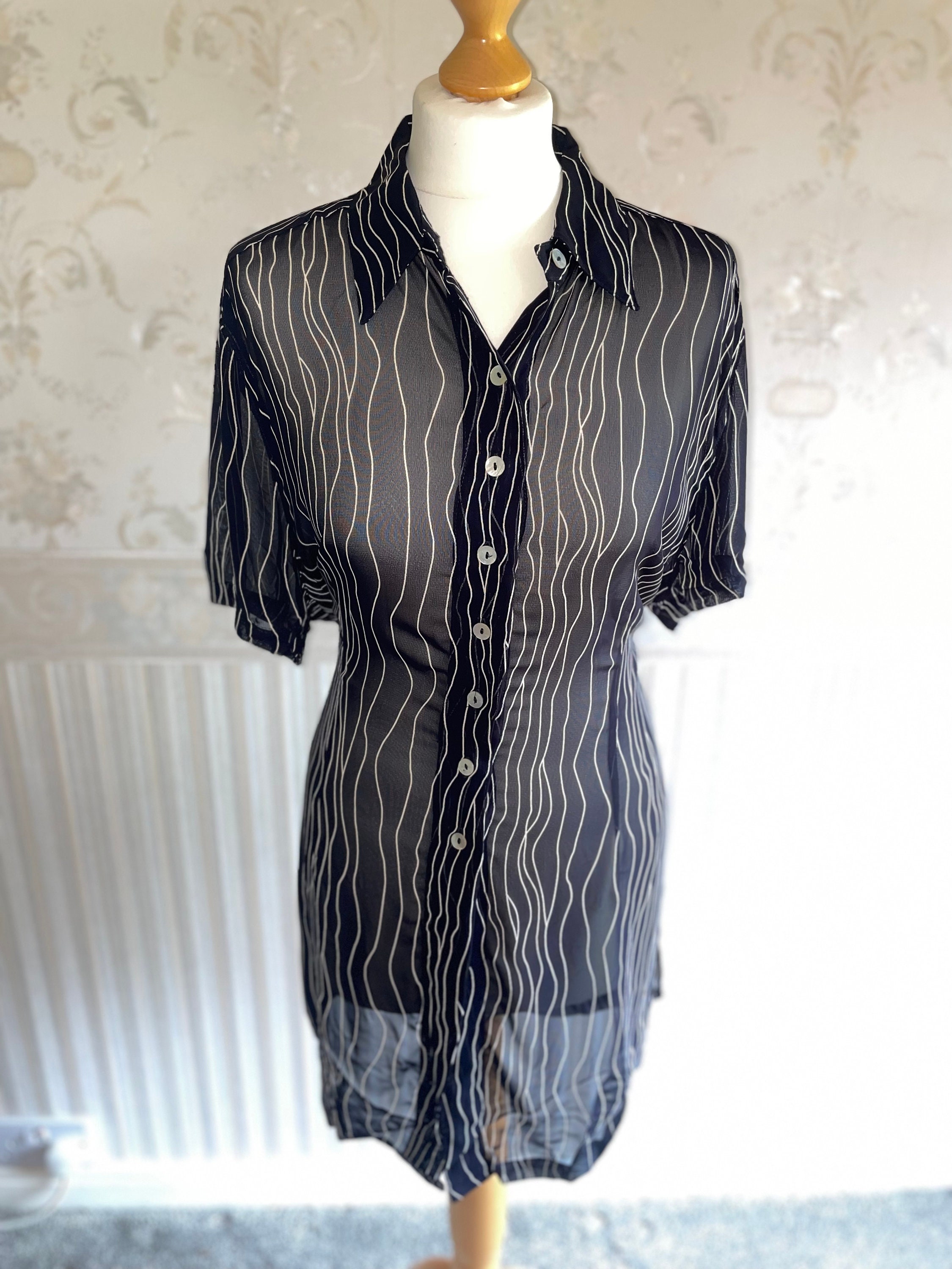 FFY Womenswear Germany 1990s Vintage Seethrough Dress With Mother of ...