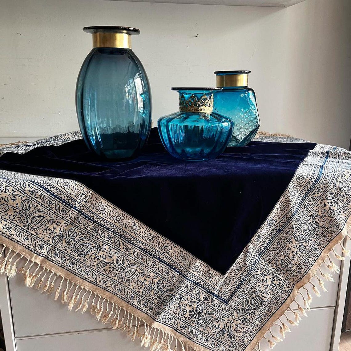 Home Decoration Table Cover Ethnic Tablecloth Persian Terme Velvet ...