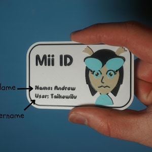 Personalized Nintendo Mii ID Card, Gift for Gamers, Tomodachi Life, 3ds ...