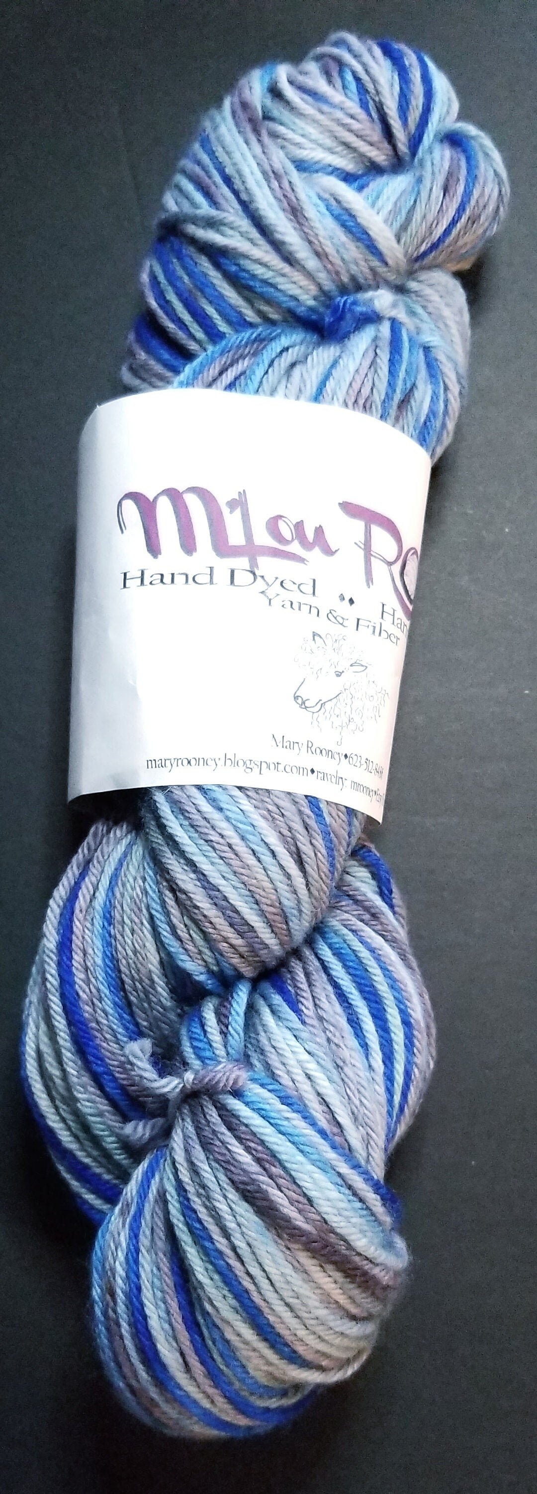 Variegated Blue and Gray Hand Dyed Superwash DK/WORSTED Extrafine ...